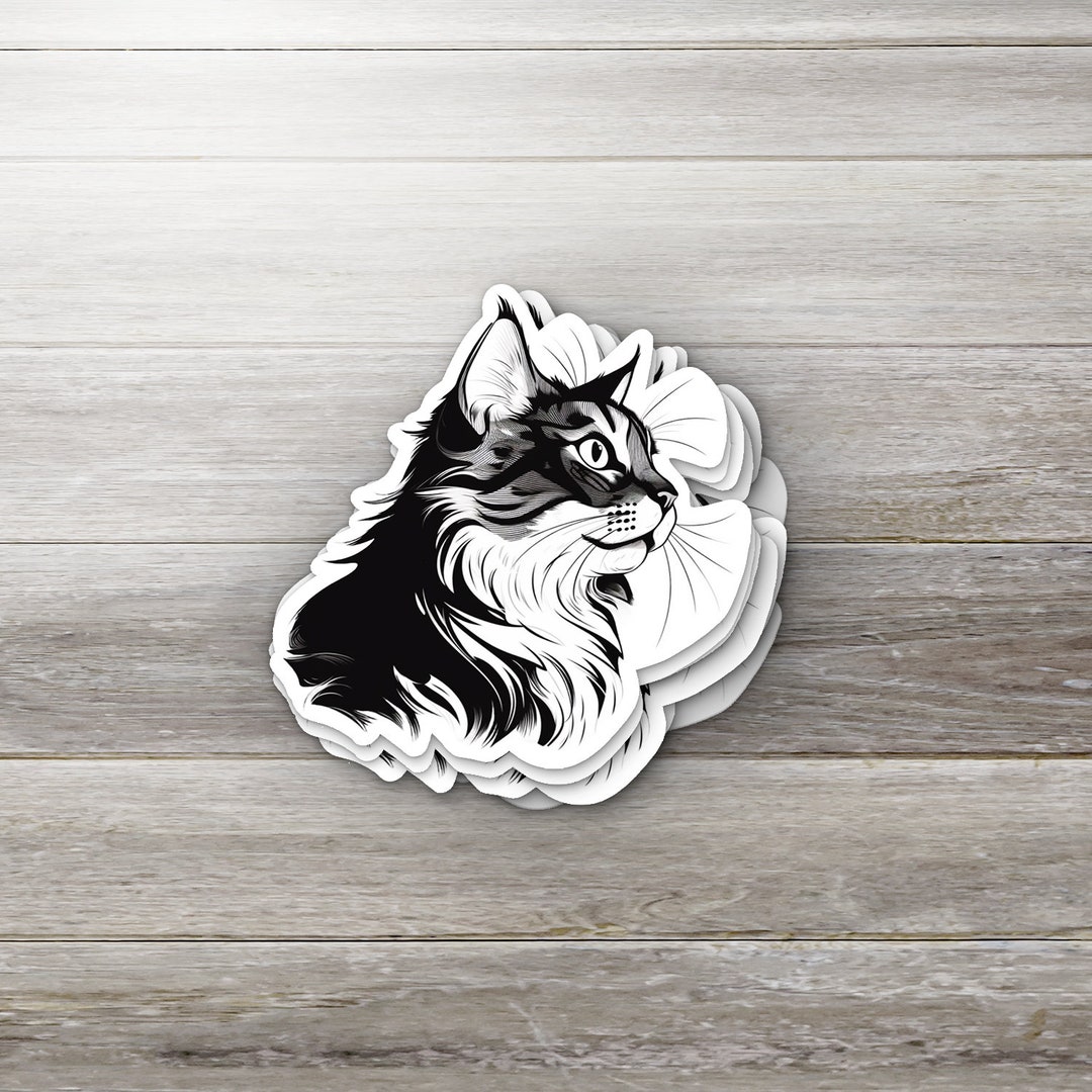 Adorable Cat Sticker Fun Vinyl Decal for Laptops, Water Bottles, and ...