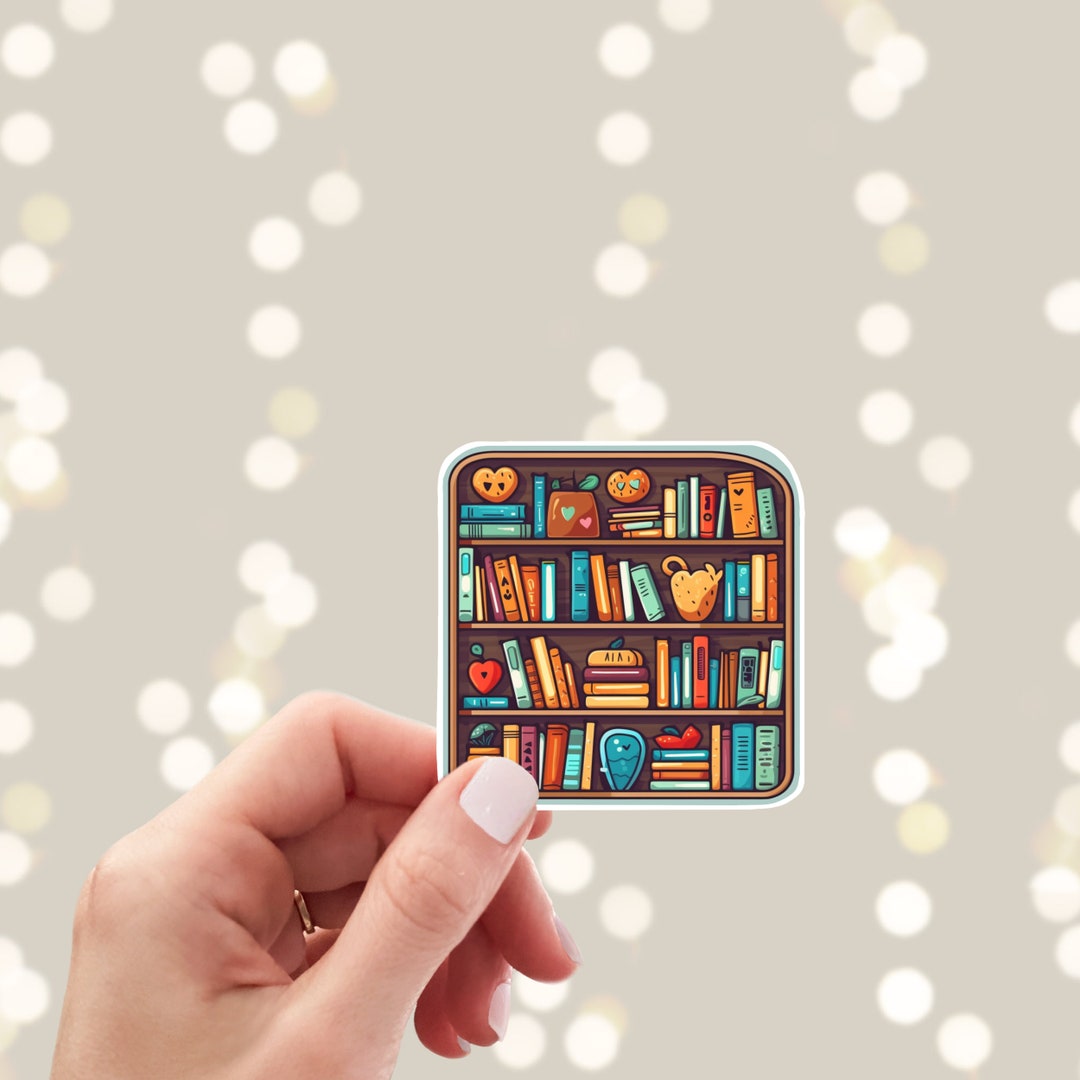 Vinyl Stickers, Cartoon-style Warm Color Bookcase Sticker - Cozy and ...
