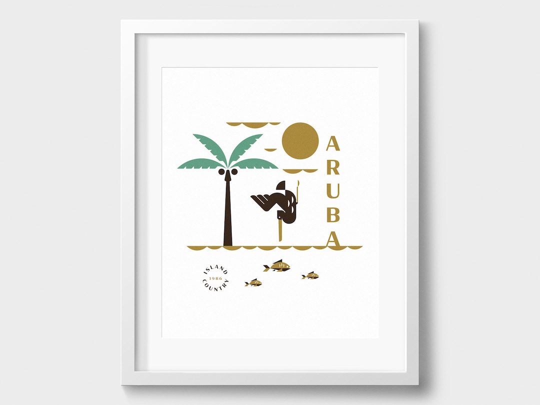 Aruba Poster / Travel Collection / 8x10 Print / Mid-century Modern ...