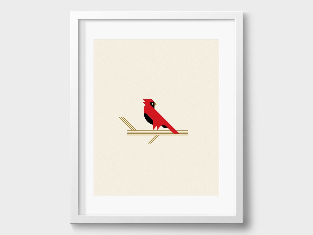 Cardinal Poster / Bird Collection / 8x10 Print / Mid-century Modern ...