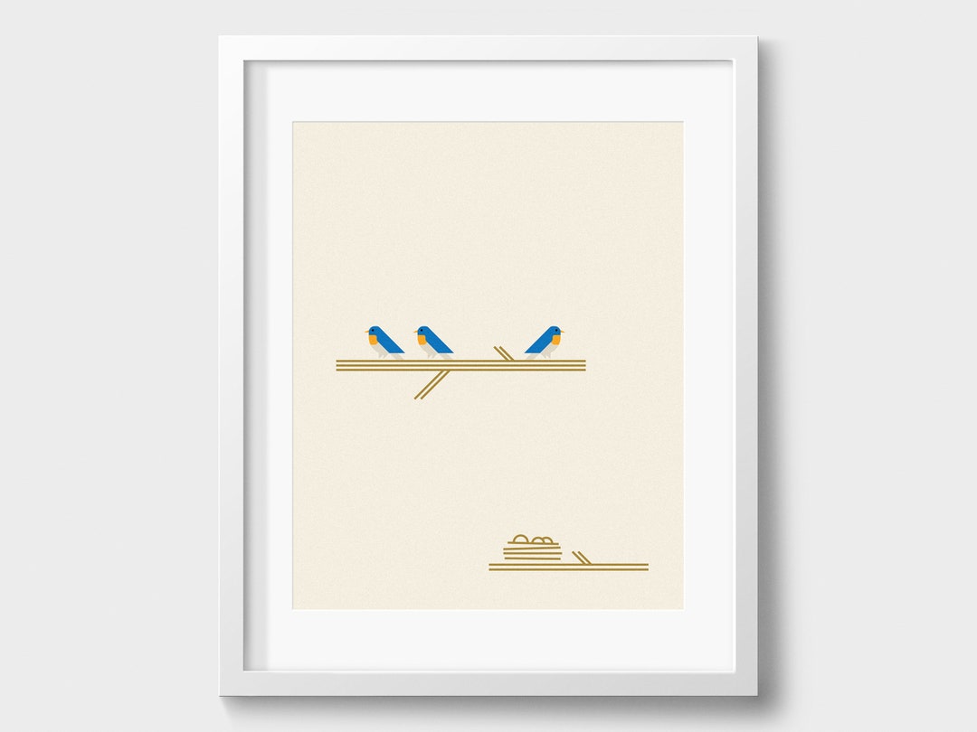 Eastern Bluebird Poster / Bird Collection / 8x10 Print / Mid-century ...