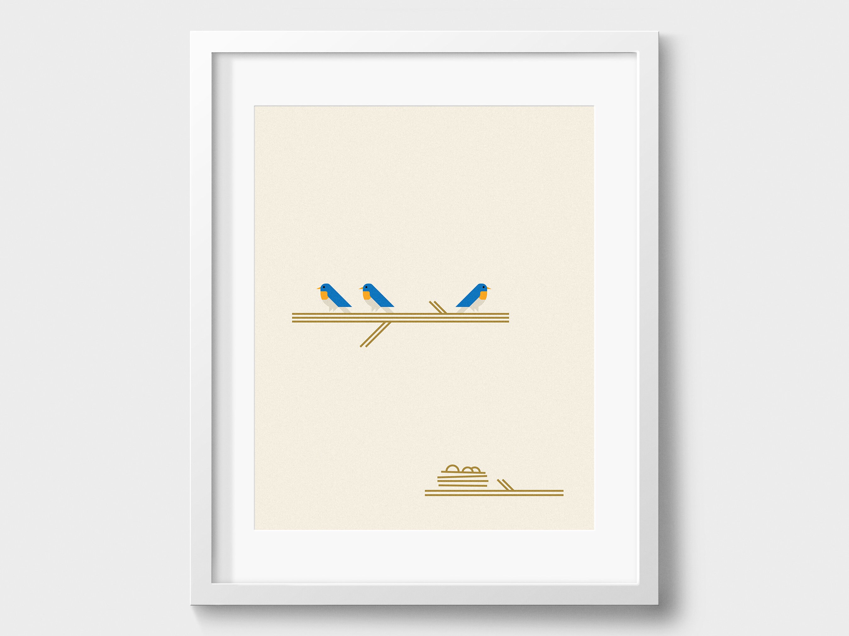 Eastern Bluebird Poster / Bird Collection / 8x10 Print / Mid-century ...