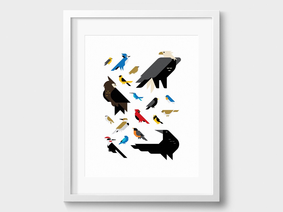 Birds Collage Poster / Bird Collection / 8x10 Print / Mid-century ...