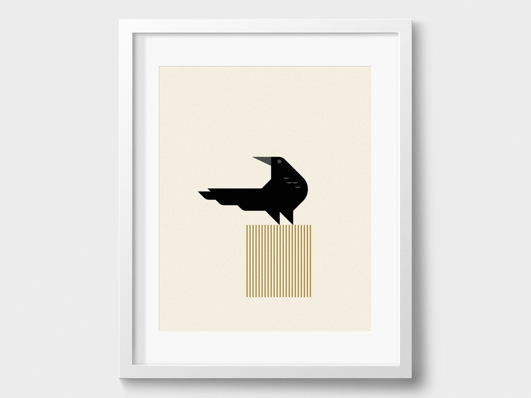 American Crow Poster / Bird Collection / 8x10 Print / Mid-century ...