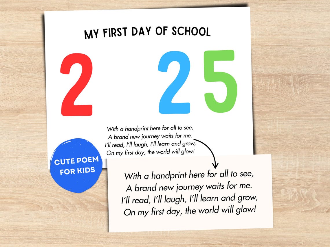 First Day of School 2025 Handprint Art – Back to School Keepsake for ...