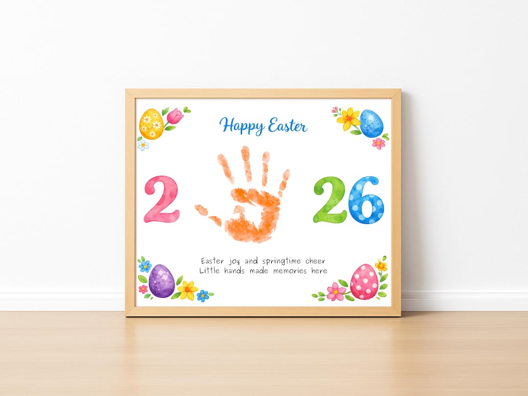 Easter Handprint Art Craft, Toddler Spring Keepsake, Watercolor Eggs ...