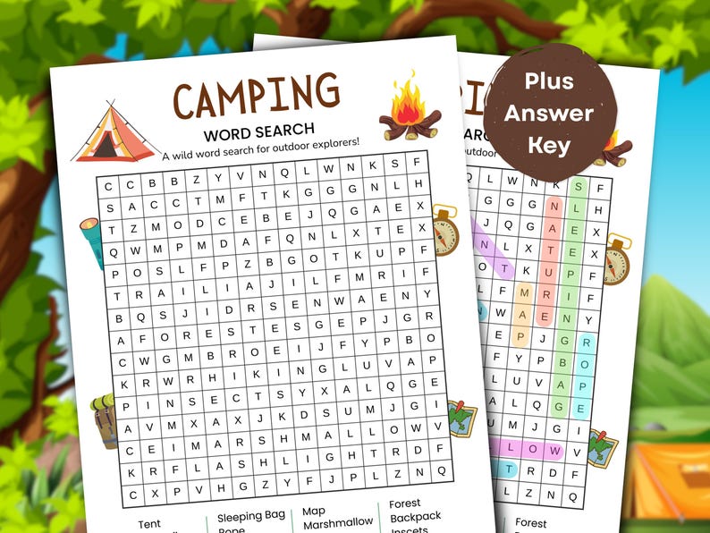 Camping Word Search, Camp Word Puzzle Game, Summer Word Search ...