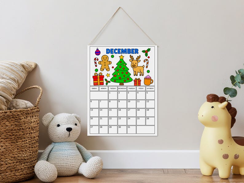 Kids Monthly Calendar 2026, Printable Calendar, 2026 Coloring Calendar ...