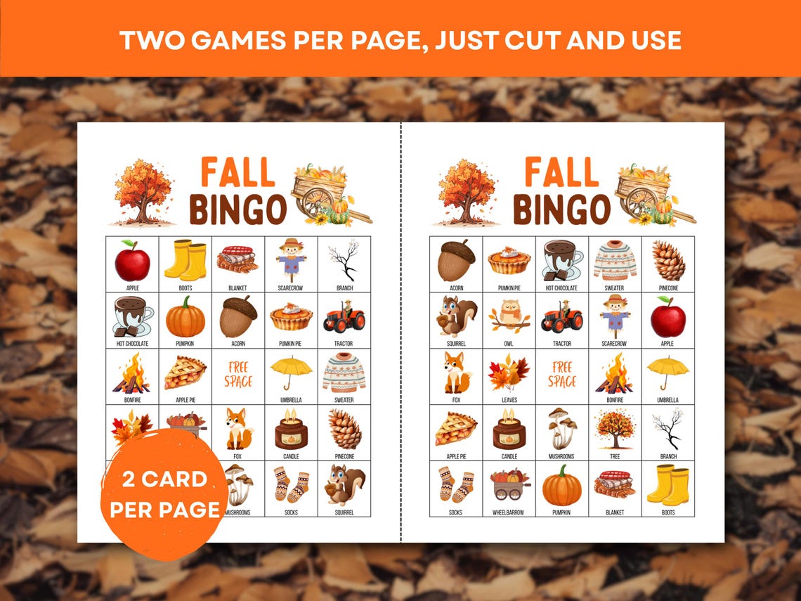 Fall Bingo Game Printable, Autumn Classroom Activity, 50 Pages Bingo ...