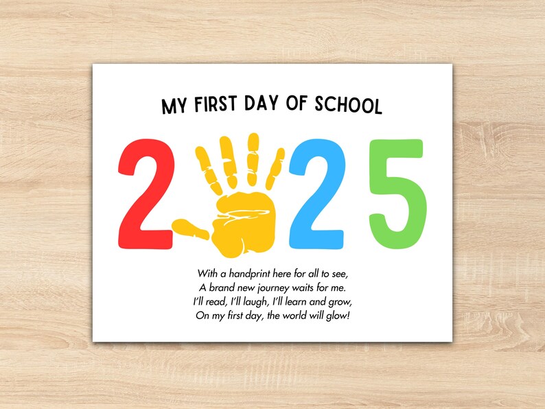First Day of School 2025 Handprint Craft, Back to School Handprint ...