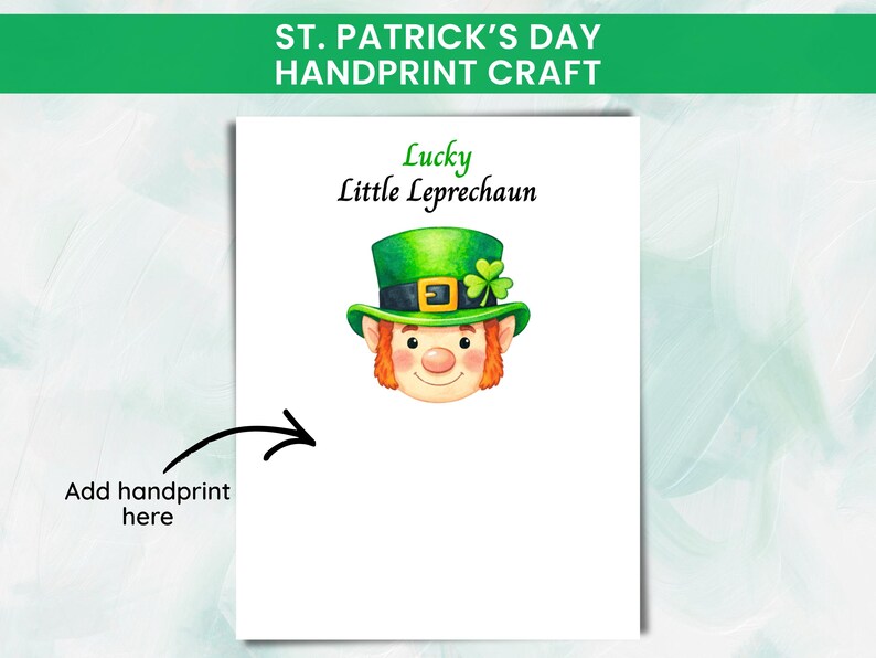 St Patricks Day Handprint Craft for Kids, Lucky Little Leprechaun ...