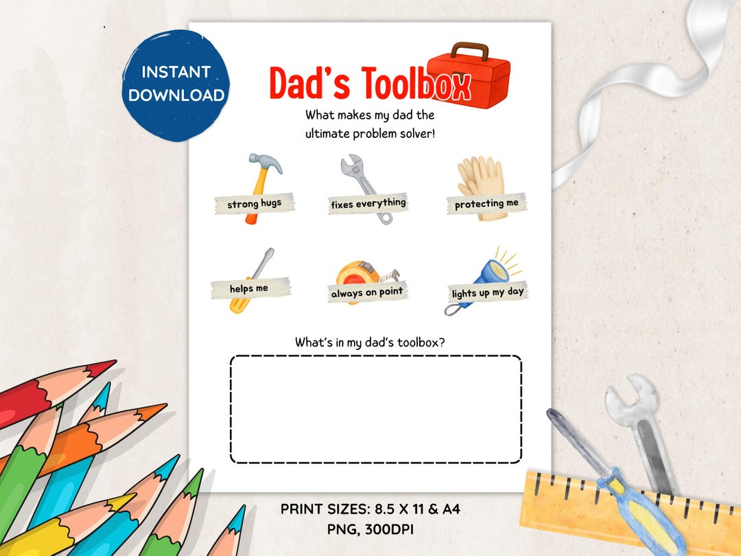 Father's Day Printable Activity: Dad's Toolbox Keepsake (PDF & PNG ...