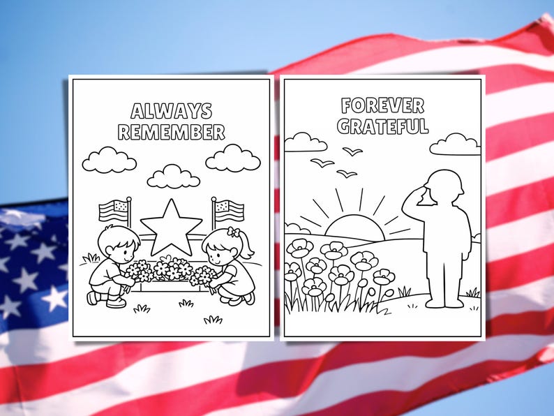 Memorial Day Coloring Pages for Kids, Patriotic Activities, American ...
