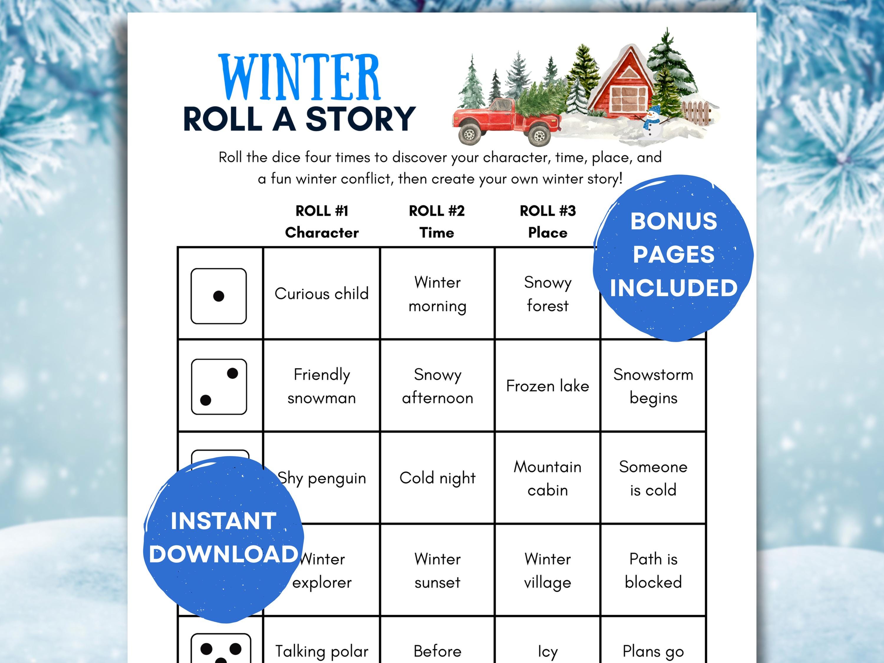 Winter Roll a Story Printable, Kids Creative Writing Game (digital ...