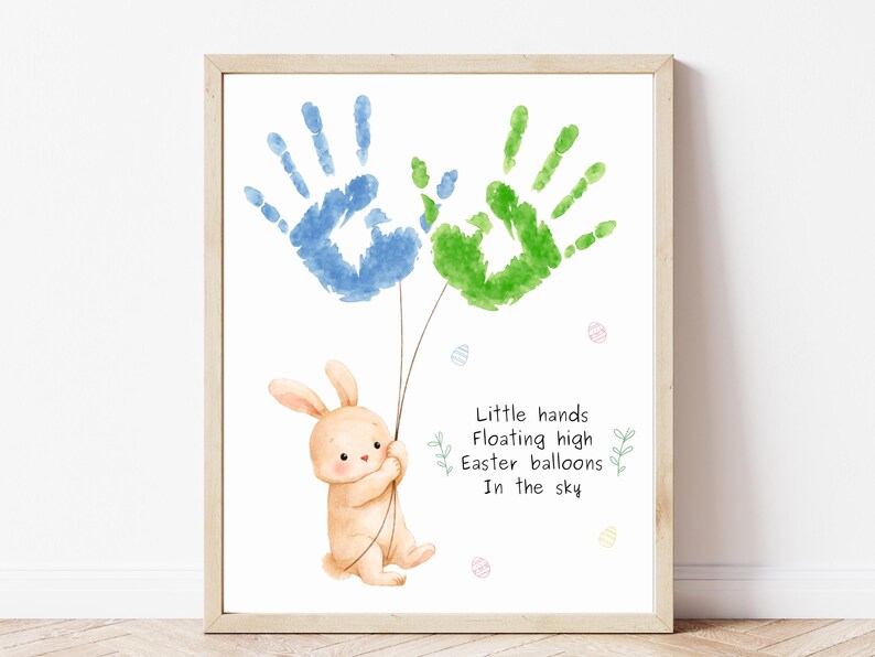 Easter Bunny Handprint Art, Kids Balloon Craft, Toddler Spring Activity ...