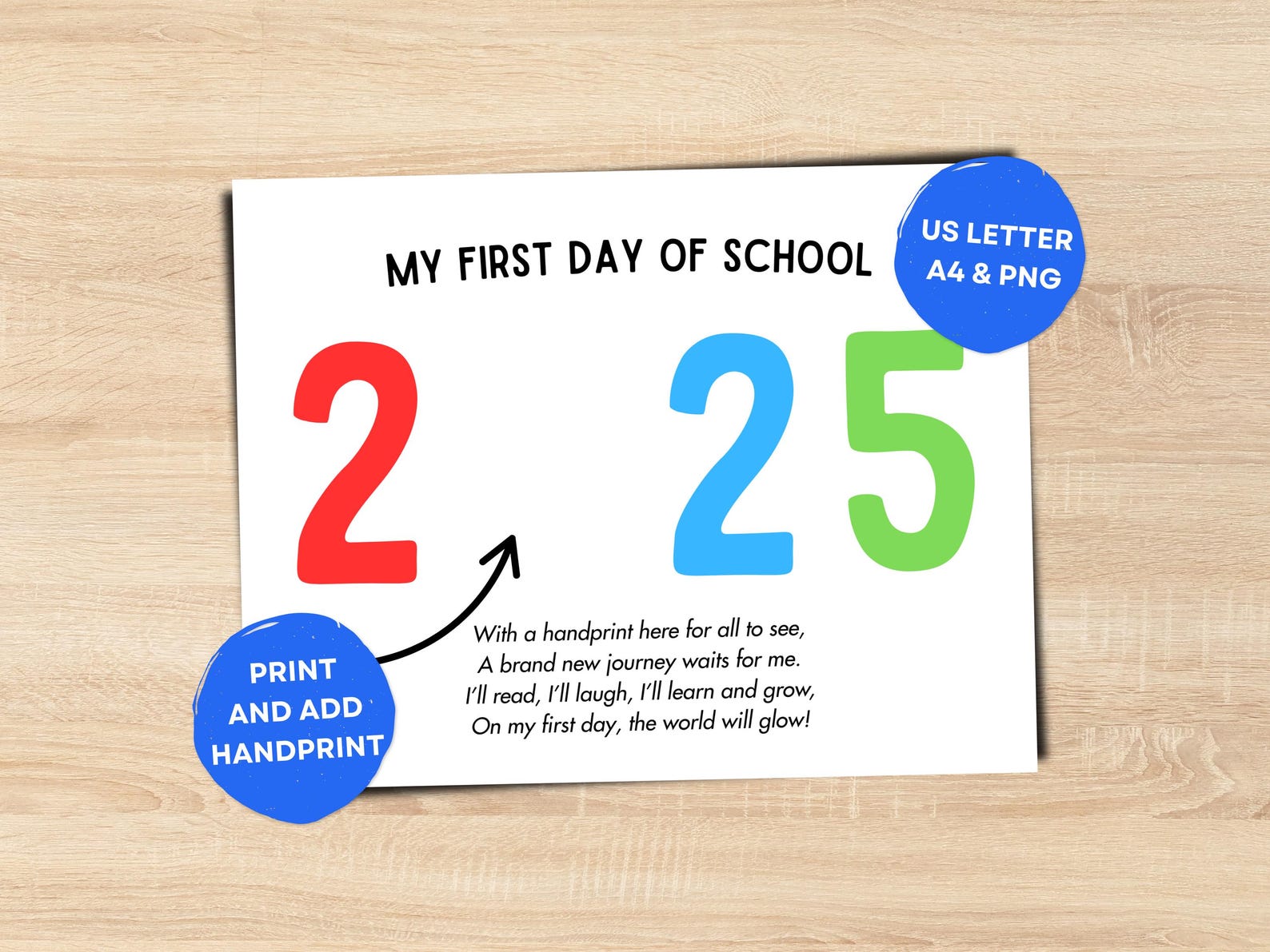 First Day of School 2025 Handprint Art – Back to School Keepsake for ...