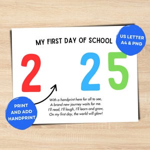 First Day of School 2025 Handprint Craft, Back to School Handprint ...