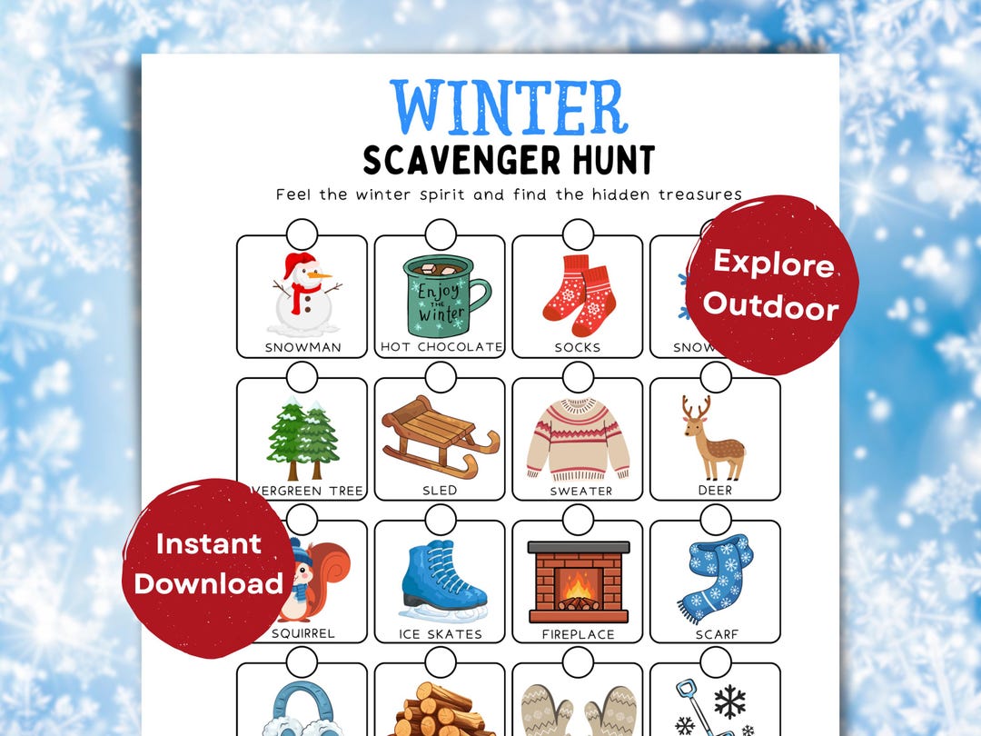 Winter Scavenger Hunt Printable – Fun Indoor & Outdoor Search Game for ...