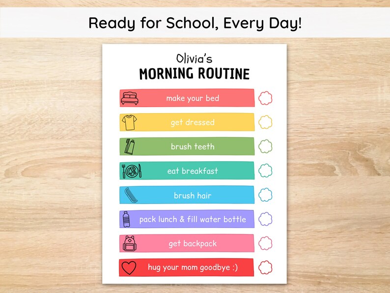 Editable Daily Routine for Kids, Routine Chart for Kids, School Day ...
