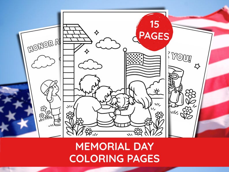 Memorial Day Coloring Pages for Kids, Patriotic Activities, American ...
