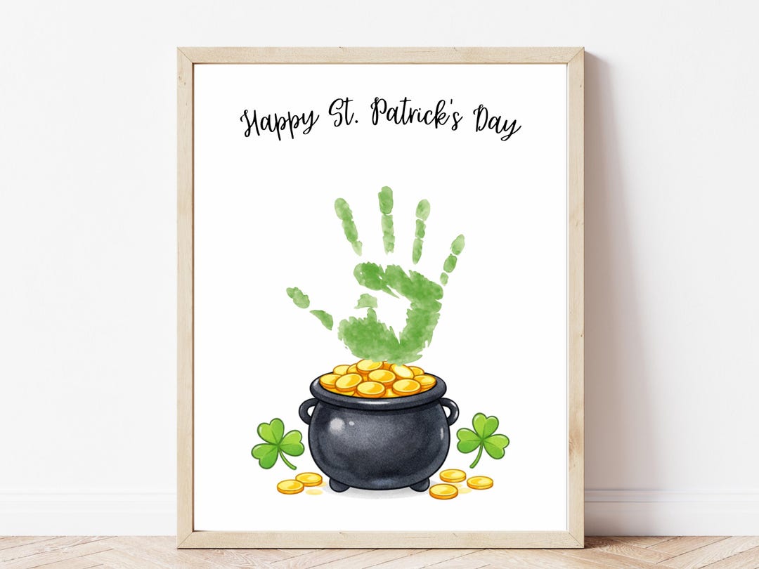 St Patricks Day Handprint Craft for Kids, Pot of Gold, Lucky Shamrock ...