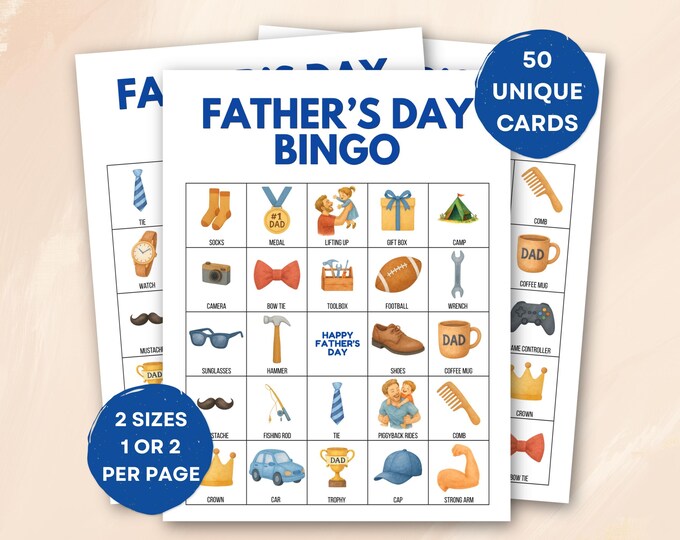 Father's Day BINGO Game, Fathers Day BINGO Cards, Printable Game, Bingo ...