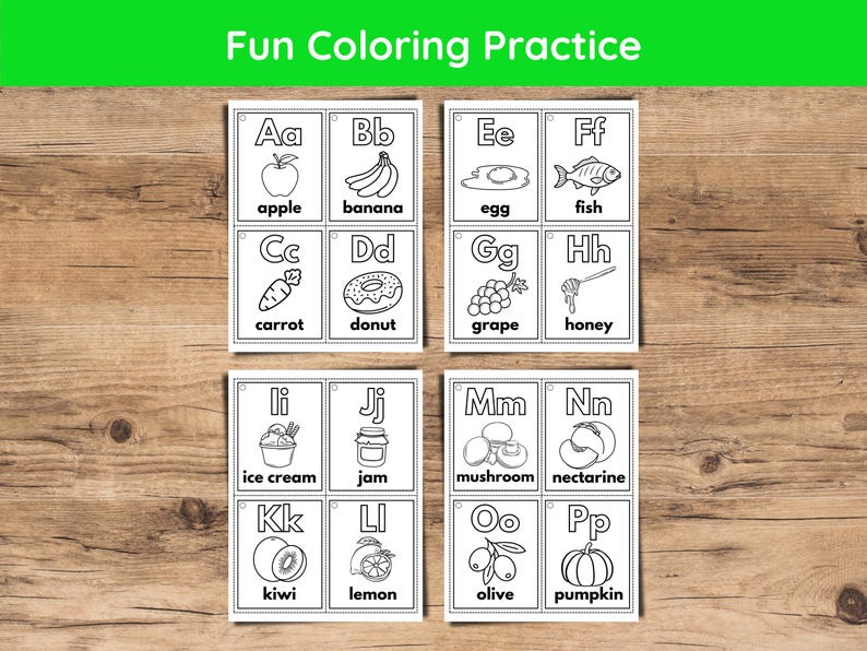 Food Alphabet Coloring Pages, A-Z Food Letters Worksheet, Fun ABC ...
