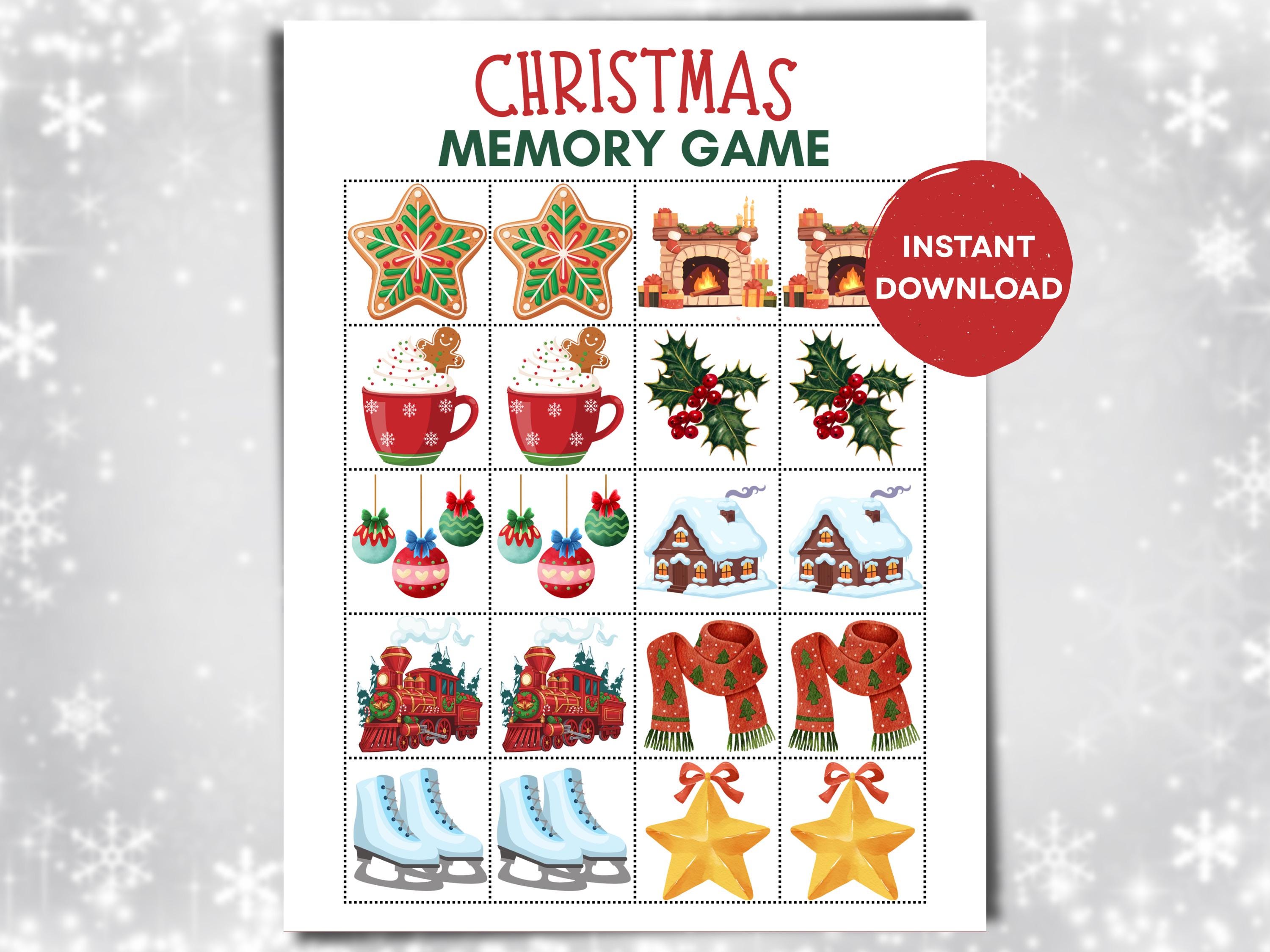 Christmas Memory Matching Game Printable PDF – Fun Holiday Activity for ...