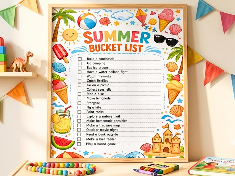 Editable Summer Bucket List Printable, Canva Template, Kids Activity ...
