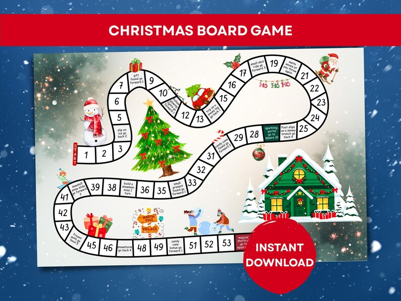 Christmas Board Game Printable, Holiday Classroom Game, Xmas Family ...