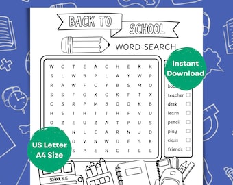 Back to School Word Search - Etsy