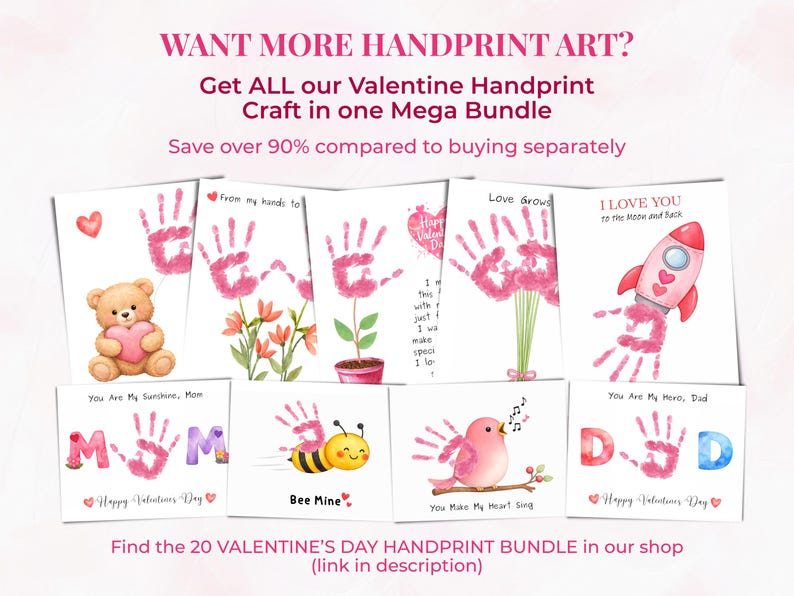 Valentine Handprint Art, LOVE Keepsake, Kids Activity (instant Download ...