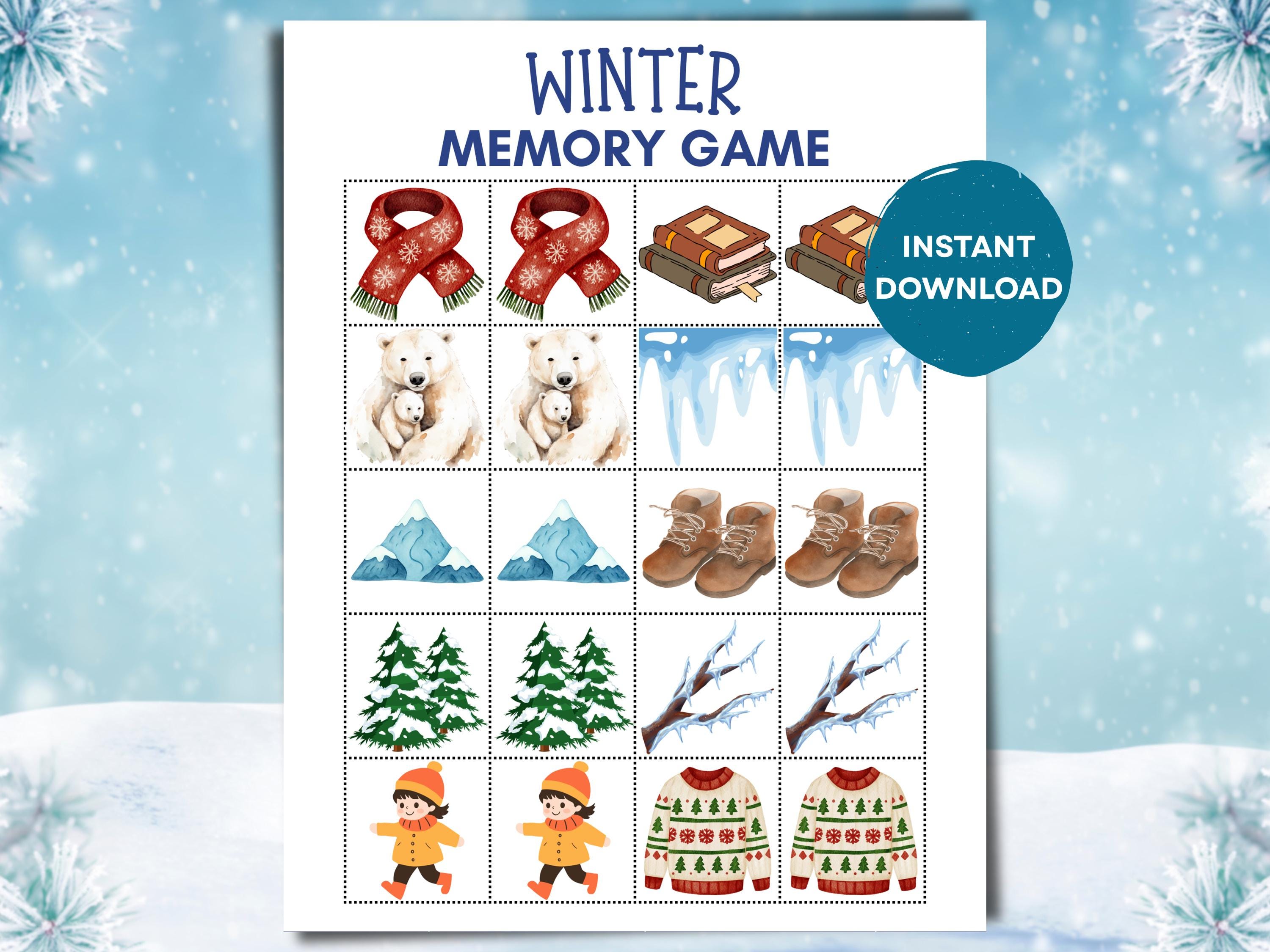 Winter Memory Matching Game Printable PDF – Fun Winter Activity for ...