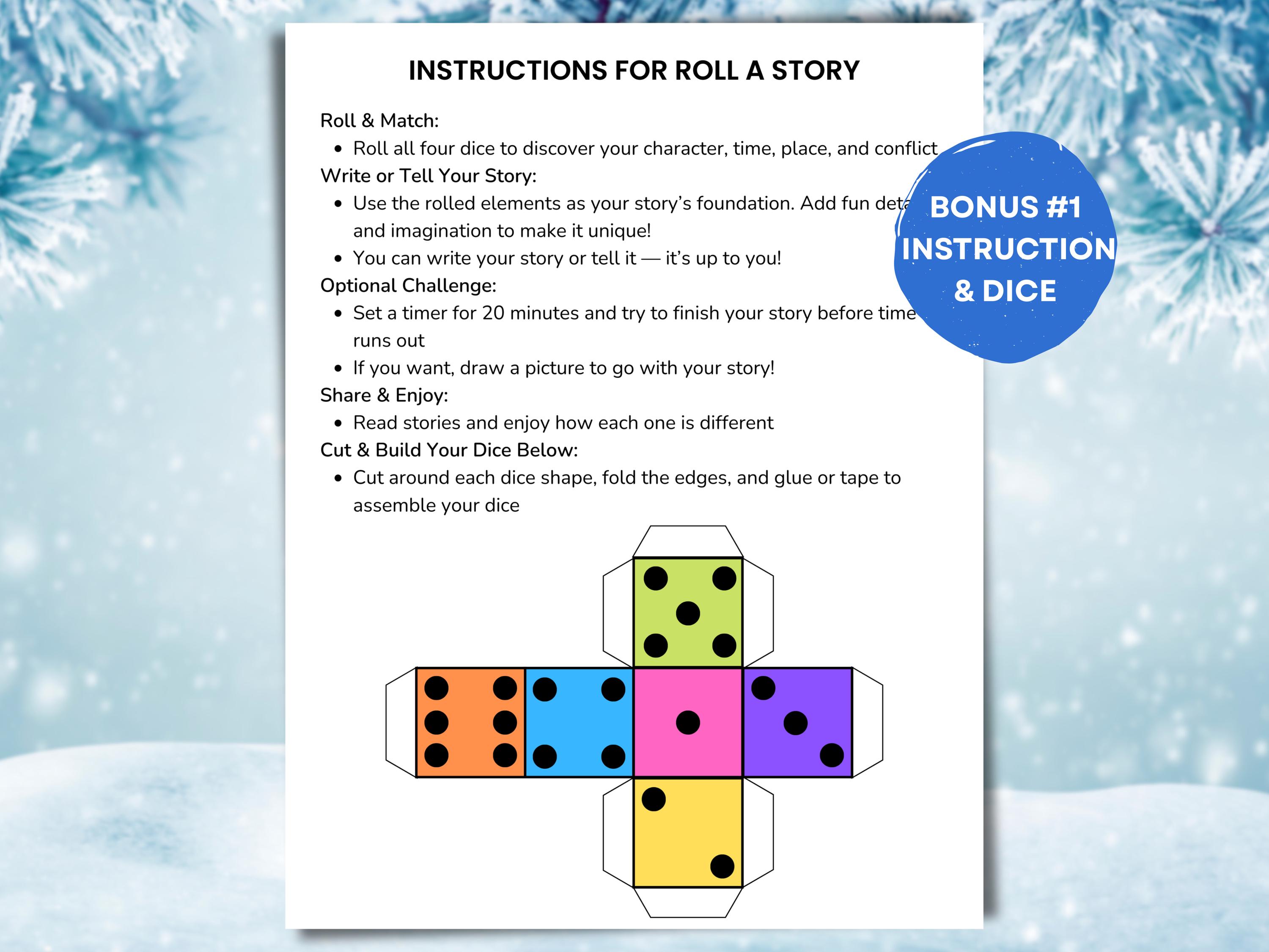 Winter Roll a Story Printable, Kids Creative Writing Game (digital ...