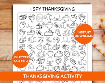 I Spy Fall Printable Game, Autumn Activity for Kids, Thanksgiving ...