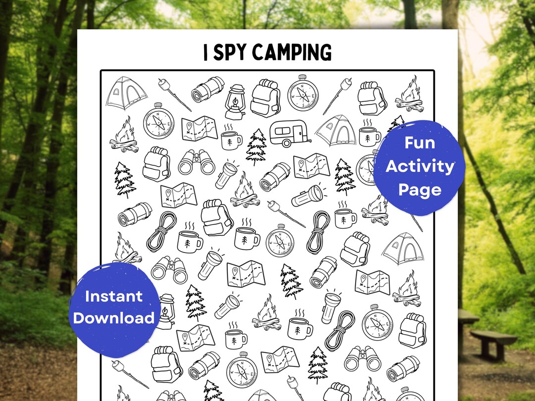 I Spy Coloring Page, I Spy Camping Game, Summer Activity, I Spy Kids ...