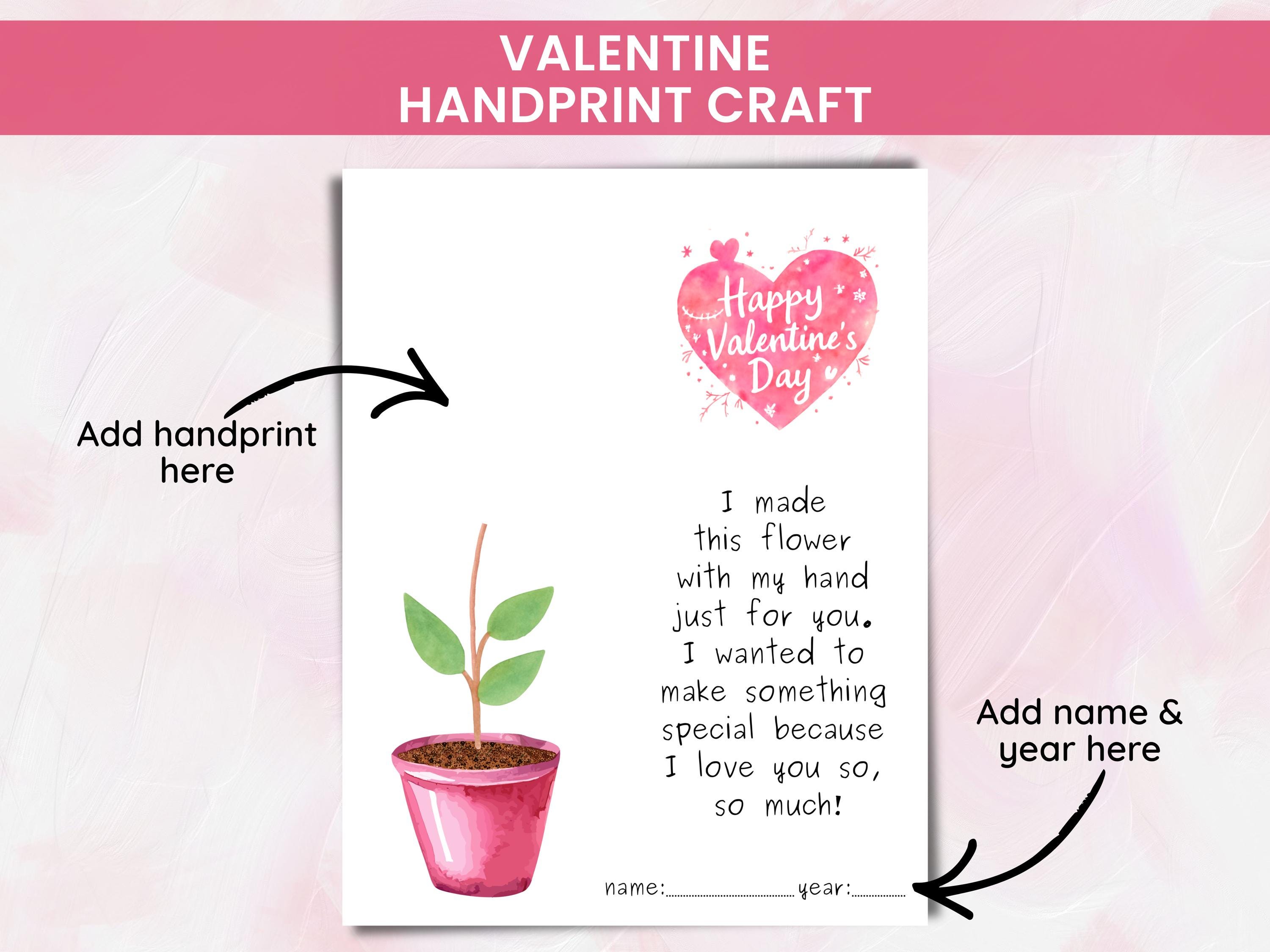 Valentine Handprint Craft for Kids, Flower Poem Keepsake, Printable ...