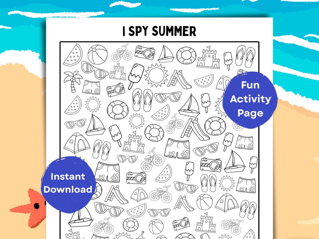 I Spy Coloring Page, I Spy Summer Game, Summer Activity, I Spy Kids ...