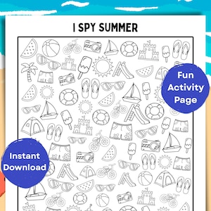 I Spy Summer Coloring Page – Kids Printable Activity, Learn to Count ...