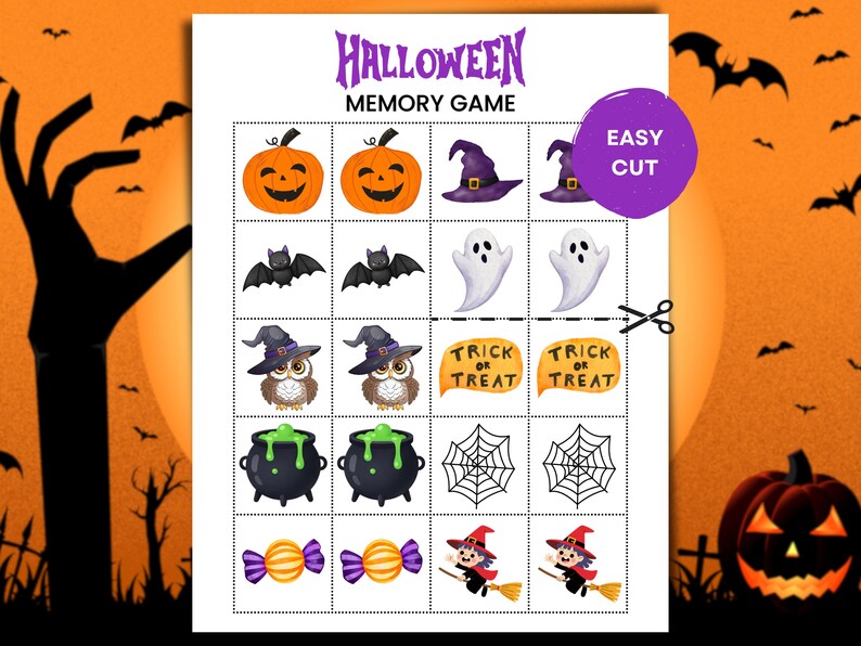 Halloween Memory Game | 30 Unique Pairs, Kids Activity (PDF) - Etsy