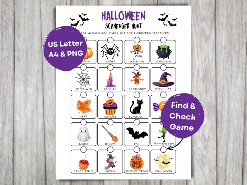 Halloween Scavenger Hunt Printable, Halloween Kids Activity, Halloween ...