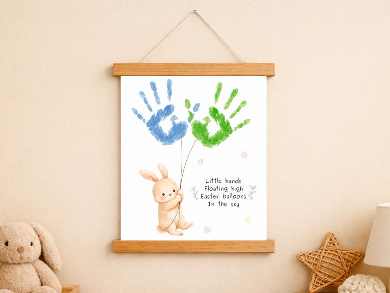 Easter Bunny Handprint Art, Kids Balloon Craft, Toddler Spring Activity ...