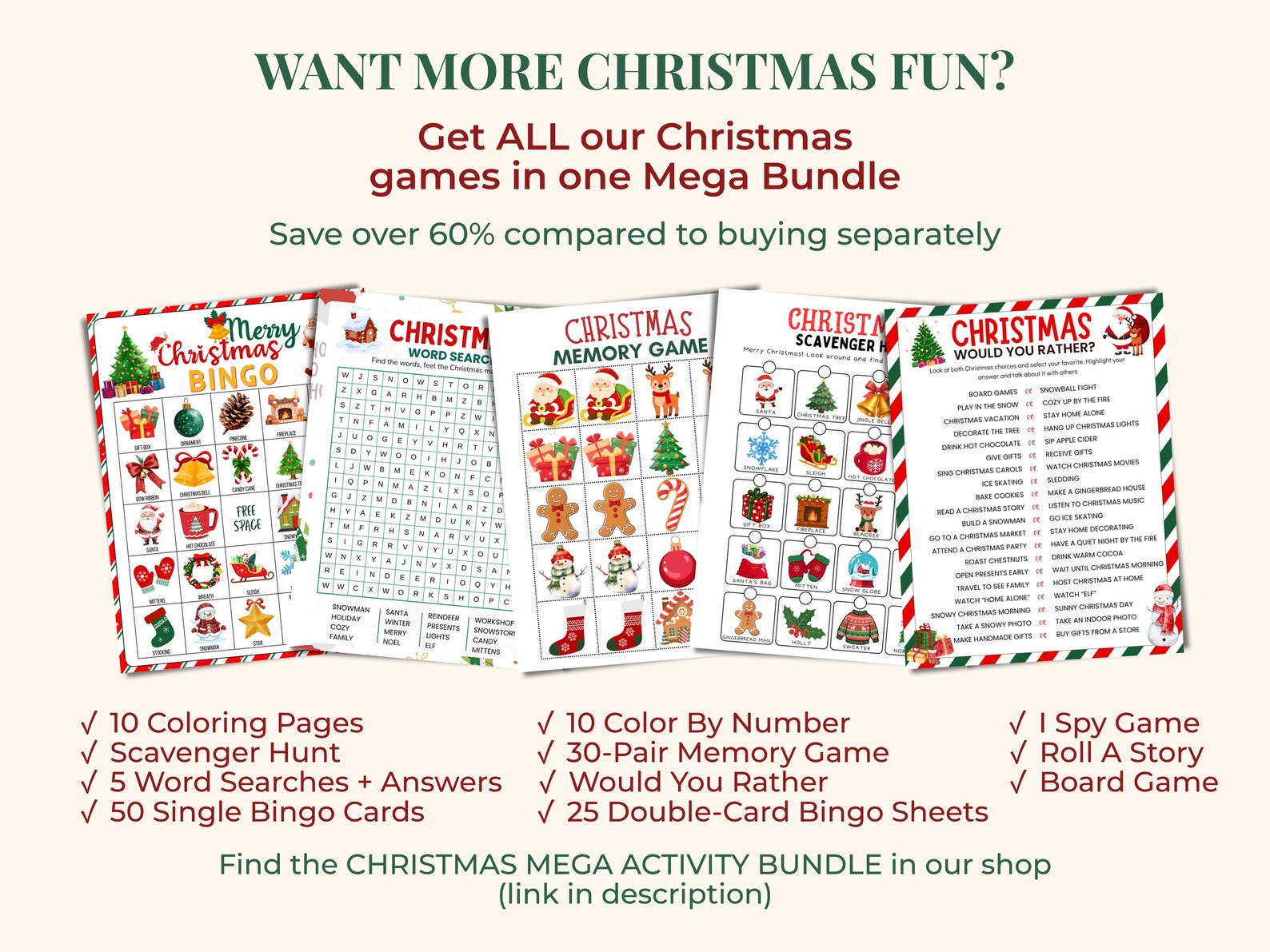 Christmas Memory Matching Game Printable PDF – Fun Holiday Activity for ...