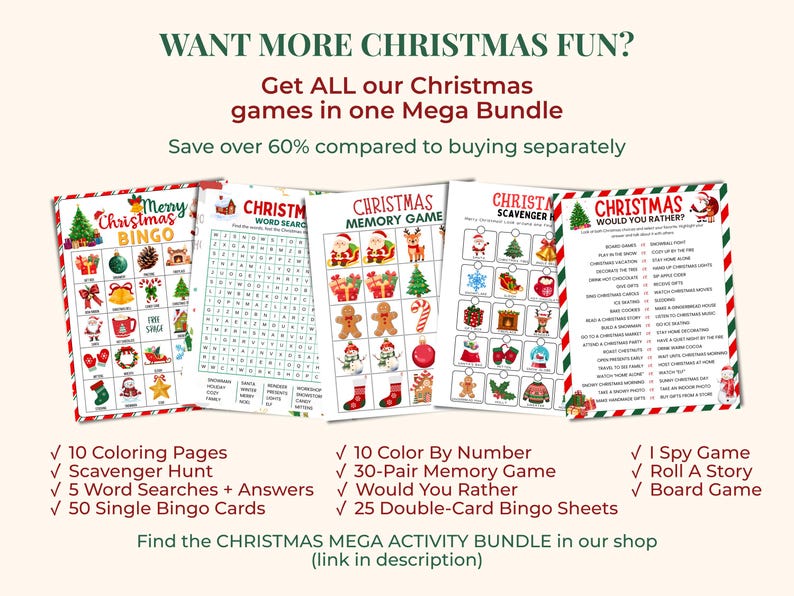 Christmas Memory Matching Game Printable PDF – Fun Holiday Activity for ...