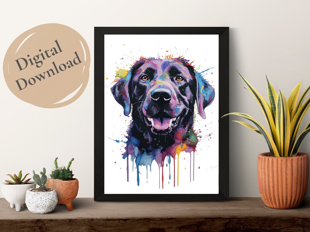 Printable Wall Art, Drip Painting, Labrador Retriever , Pet Portrait ...