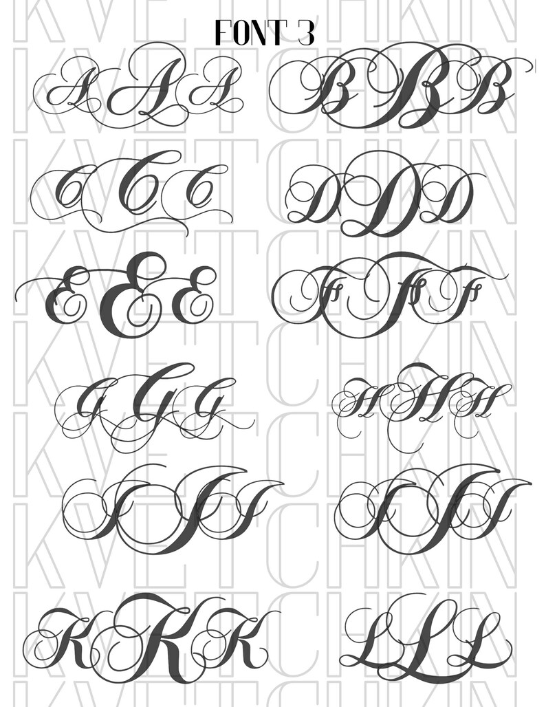 Fancy Monogram Fonts [3] SVG PNG Instant Download - Etsy