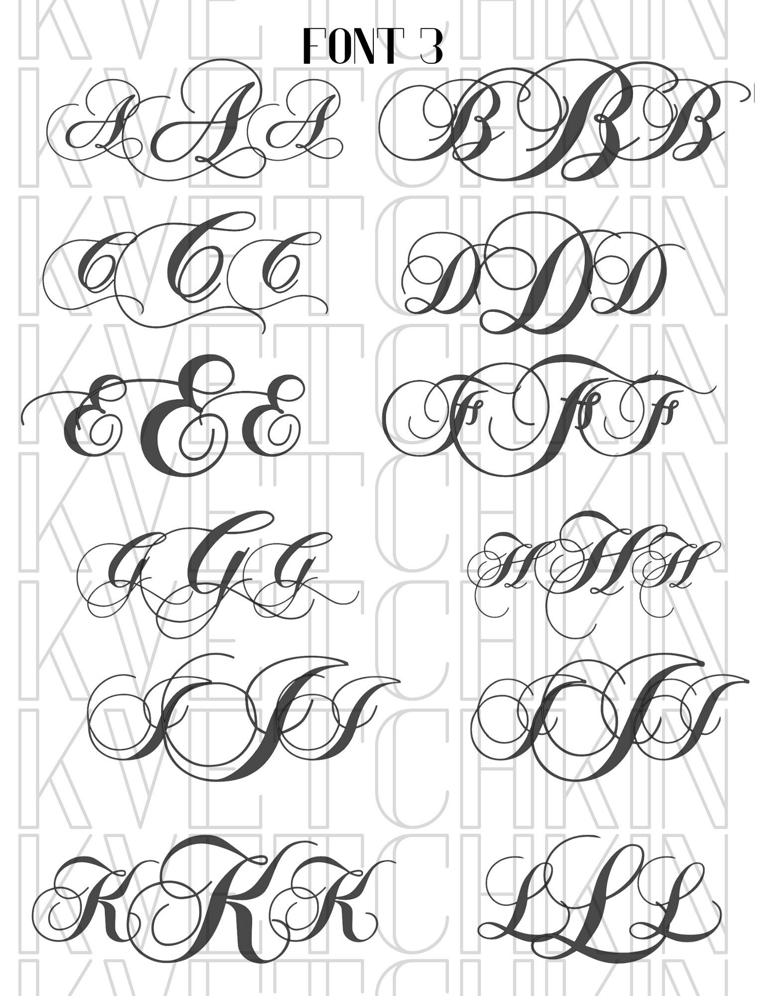 Fancy Monogram Fonts [3] SVG PNG Instant Download - Etsy
