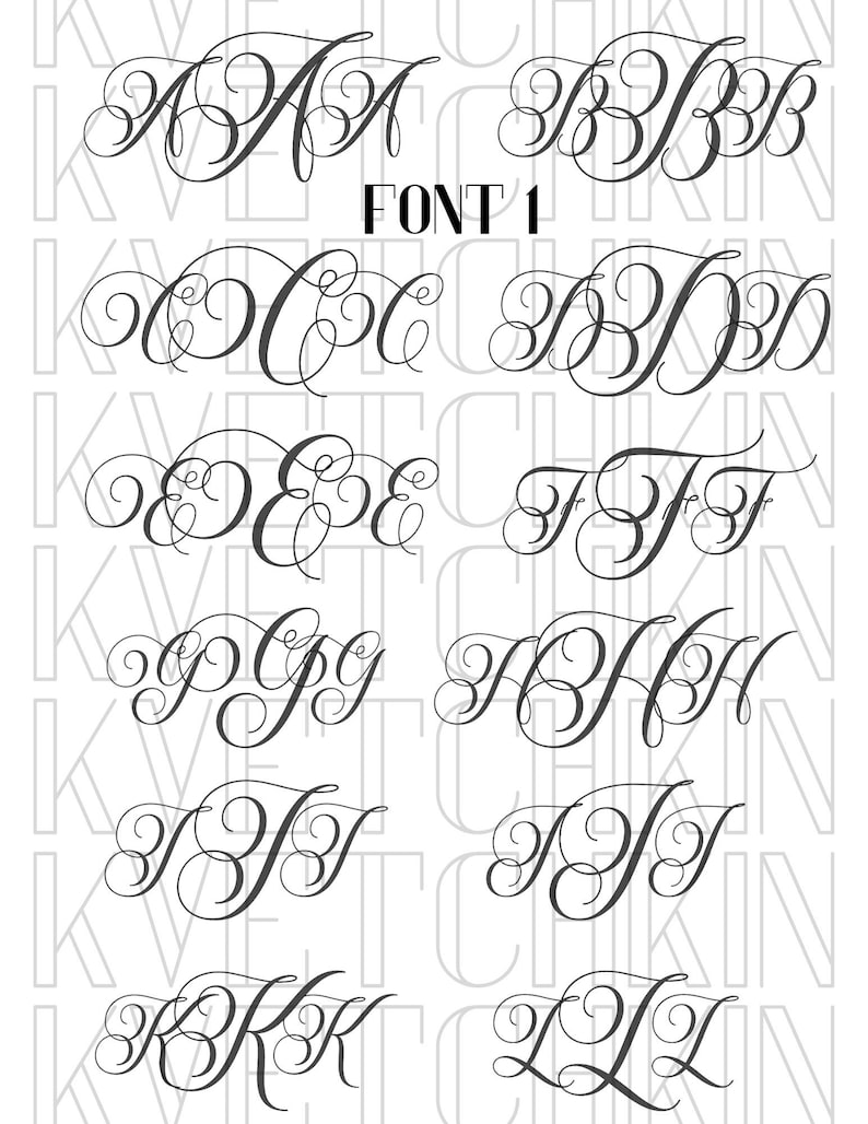 Fancy Monogram Fonts [3] SVG PNG Instant Download - Etsy