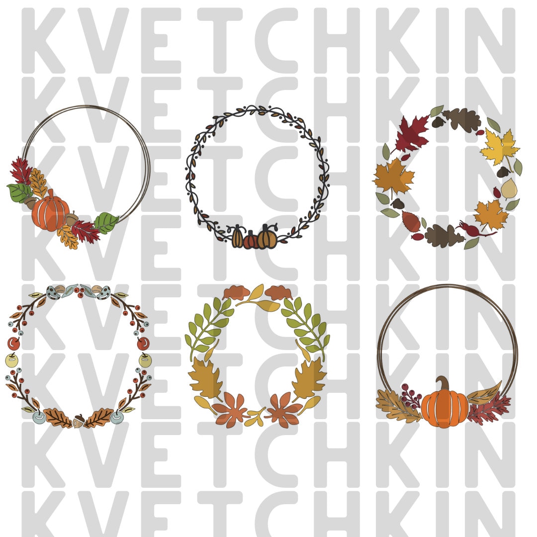 Fall Wreath (12) SVG PNG Cut File Bundle Instant Download - Etsy