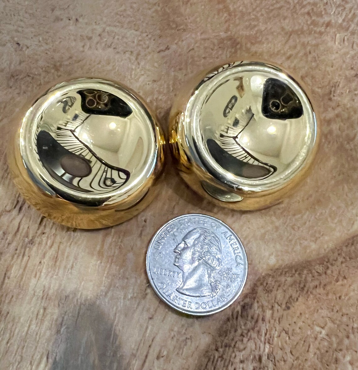 Stunning Statement Large Gold Tone Button Earrings - Etsy